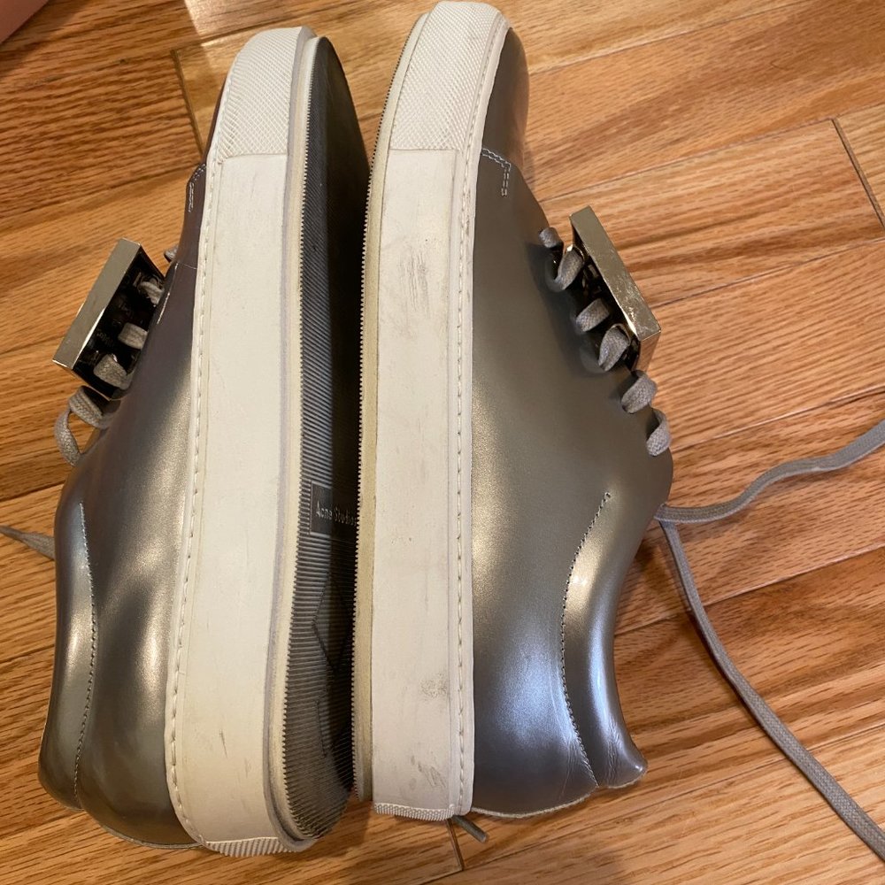 Acne Metallic Silver Adriana Sneaker Smiley-Face - Si… - Gem